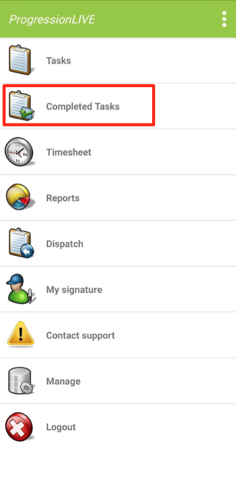 List of tasks and completed tasks